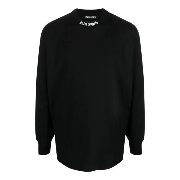 Palm Angels Long Sleeve Mock Neck T-shirt - Black/white