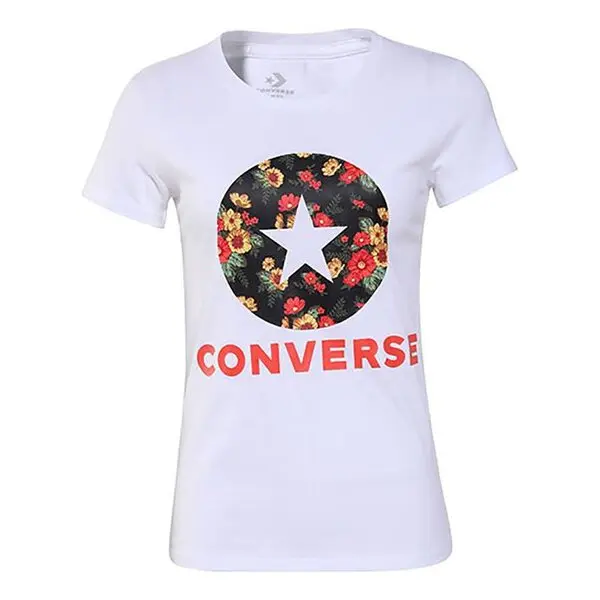 CONVERSE Floral Print Short Sleeve T-shirt - White