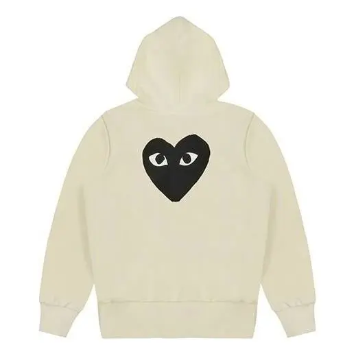 Play Comme Des Garcon Zip Hoodie With Black Heart - Beige