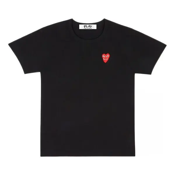 Play Comme Des Garcon Double Heart T-shirt - Black