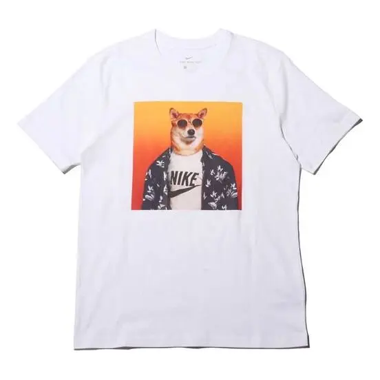 Nike Dog Sunglasses Printed With Short-sleeved Male - White