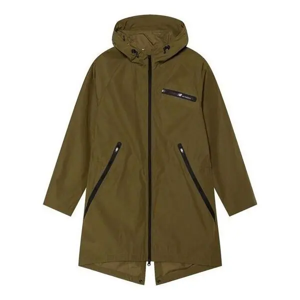 NEW BALANCE Outwear Long Jacket Asia Sizing 'olive Green - Olive Green/brown