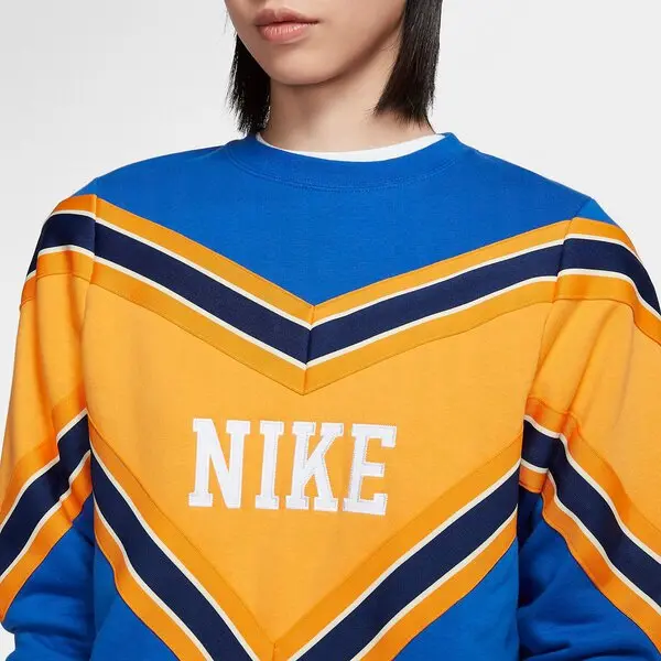 Nike Splicing Fleece Lined Knit Pullover - Blue Orange