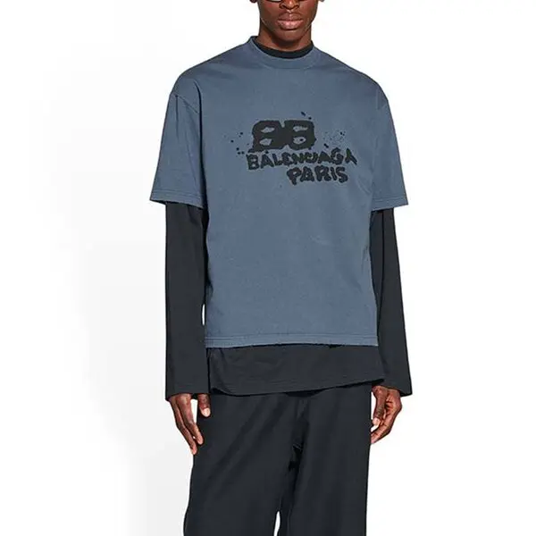 Balenciaga Hand-drawn Bb Icon T-shirt Medium Fit 'blue Black
