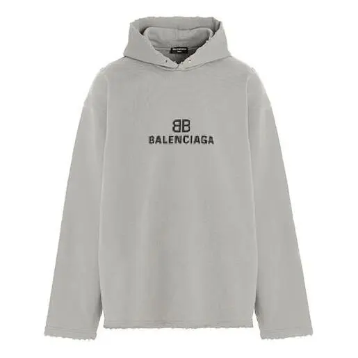 Balenciaga Bb Pixel Print Hoodie - Grey