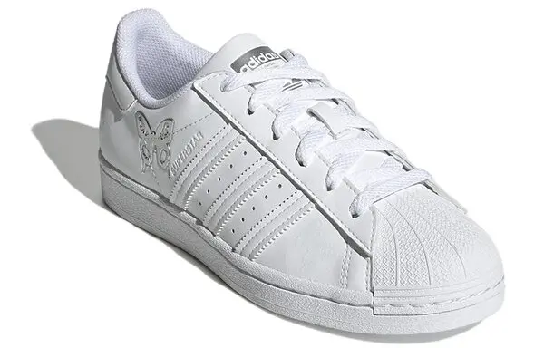 Adidas Originals Superstar 'white Gray' With Butterfly Detail - White/gray