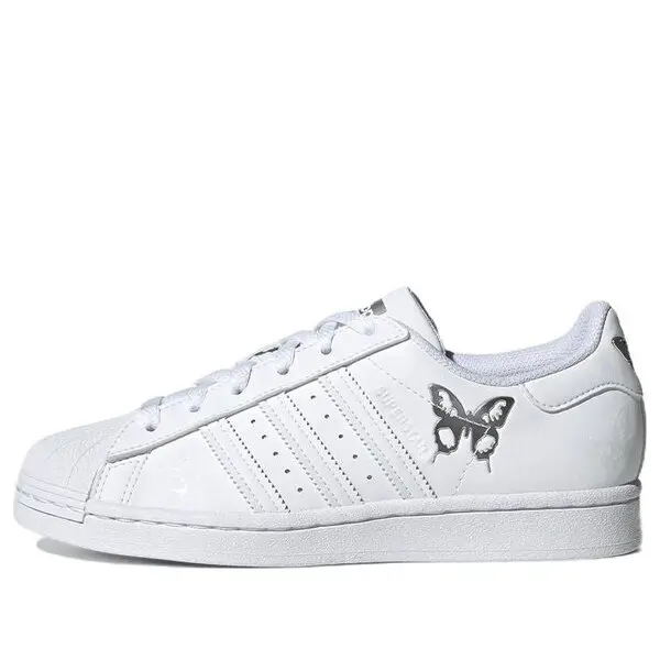 Adidas Originals Superstar 'white Gray' With Butterfly Detail - White/gray