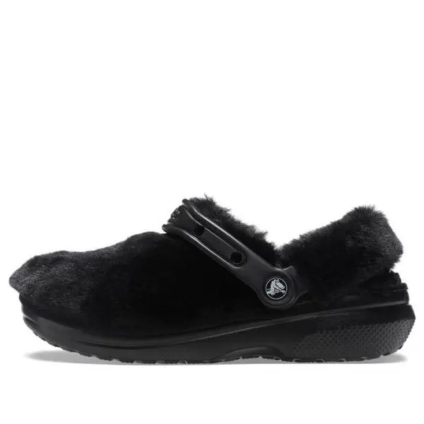 CROCS Classic Fur Sure Slip On Clogs - Black