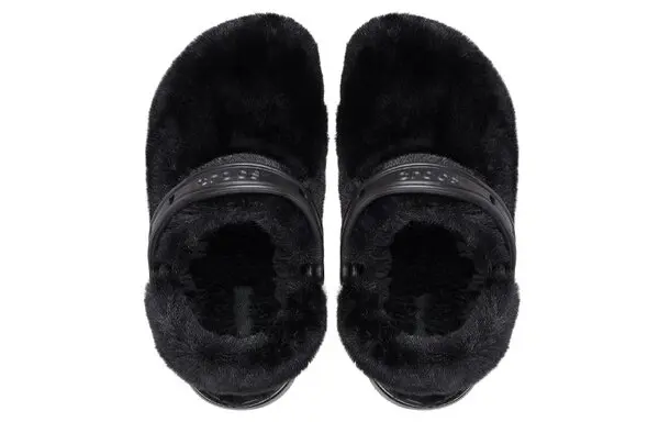 CROCS Classic Fur Sure Slip On Clogs - Black
