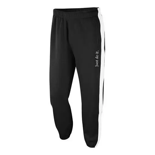 Nike Jdi Embroidered Alphabet Contrasting Colors Fleece Knit Bundle Feet Sports Long Pants - Black