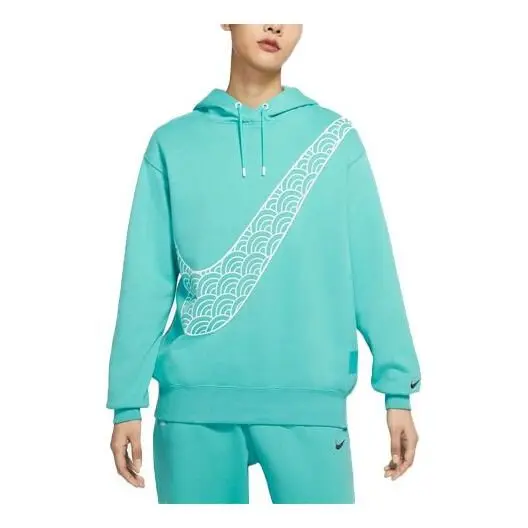 Nike Cny New Year's Edition Hoodie Fleece Loose Knit Sports Blue Green - Bluegreen