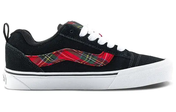 VANS Knu Skool Sneakers With Plaid Detailing - Black/red