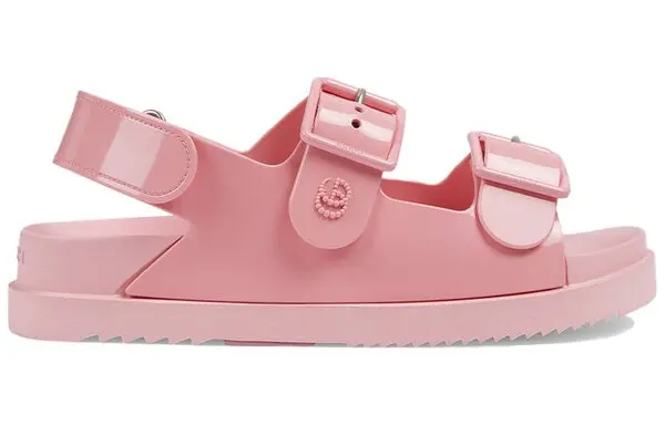 Gucci Rubber Slingback Sandals With Buckle Detail