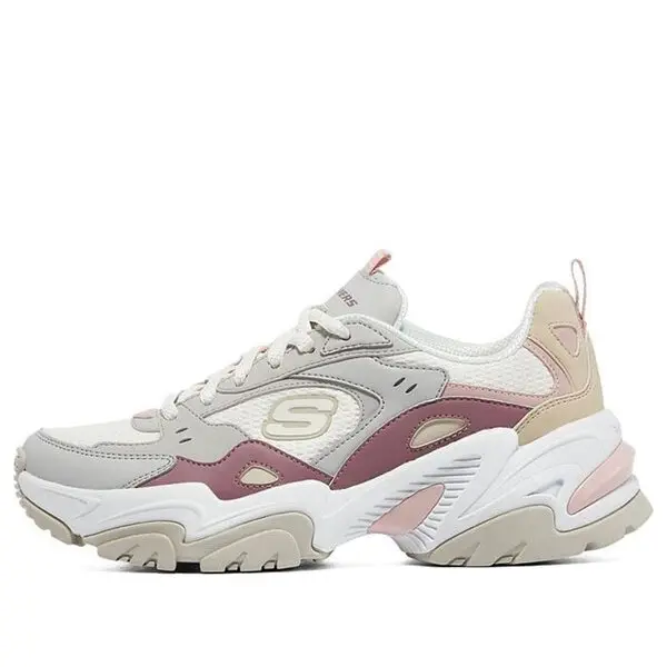 Sketchers Stamina V2 Lace Up Sneakers - Light Gray/white/red