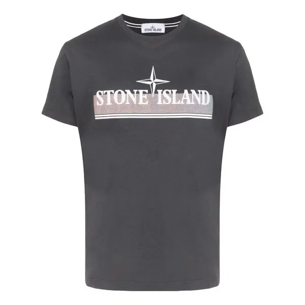 Stone Island Tricromia Print T-shirt 'charcoal - Black