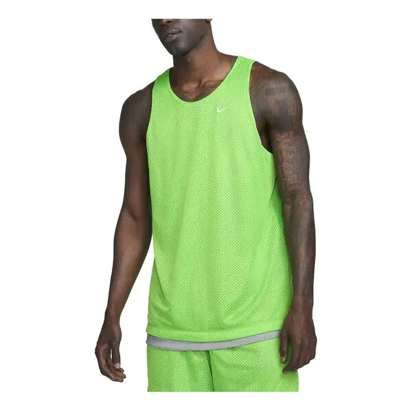 Nike Dri-fit Standard Issue Quick-dry Reversible Basketball Jersey 'light Green Grey - Green/grey
