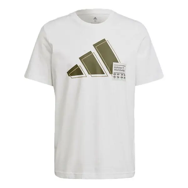 Adidas 3bar Logo Tee Logo Printing Sports Short Sleeve - White