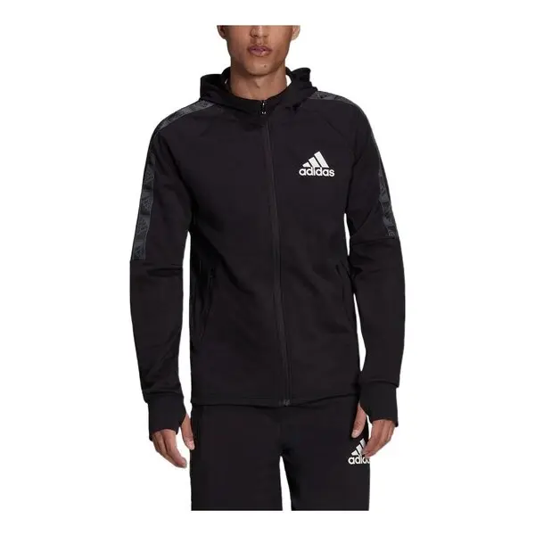 Adidas Logo Full-zip Hoodie With Stripe Detailing