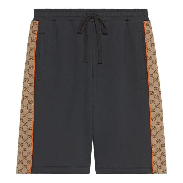 Gucci Gg Monogram Paneled Shorts - Dark Grey
