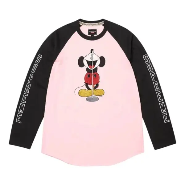 Supreme X Number Ine X Mickey Mouse Raglan Long-sleeve T-shirt - Pink