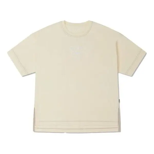 CONVERSE Contrast Stitch Slit Logo T-shirt - Beige/white