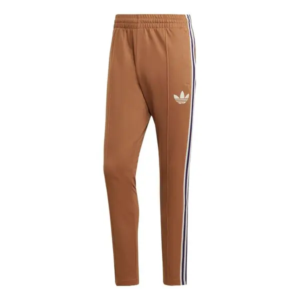 Adidas Striped Tp Side Printing Straight Pants Asia Sizing - Brown
