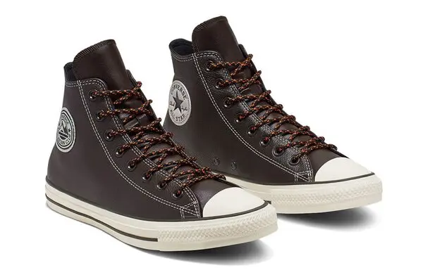 CONVERSE Chuck Taylor All Star Tumbled Leather High Top Sneakers - Brown/white