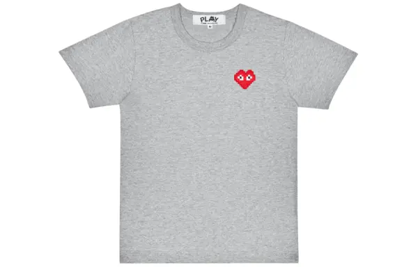 Play Comme Des Garcon Basic Invaders T-shirt Red Emblem - Grey