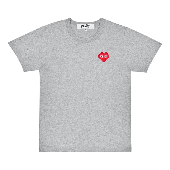 Play Comme Des Garcon Basic Invaders T-shirt Red Emblem - Grey