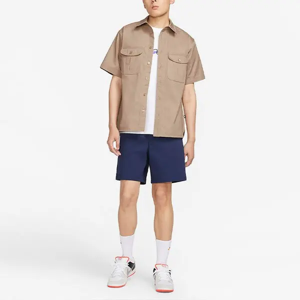 Nike Tanglin Short Sleeve Woven Button Skate Top - Khaki