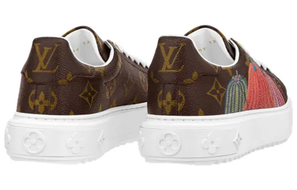 LOUIS VUITTON X Yk Academy Time Out Sneakers "brown Monogram With Icons - Brown/white/pink