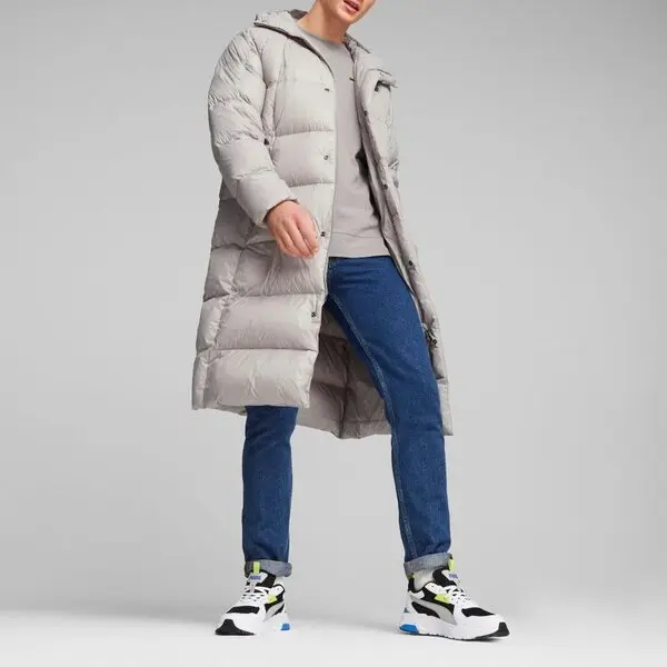 PUMA Lightweight Hooded Down Coat - Grey