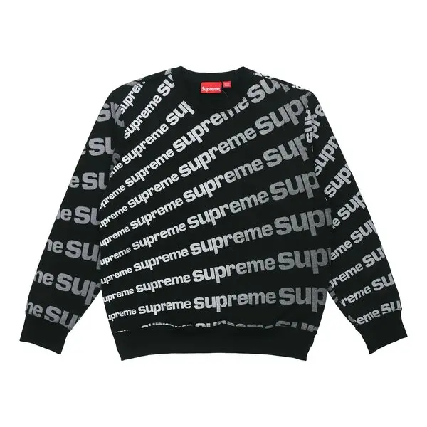 Supreme Radial Crewneck Logo Print Sweatshirt - Black