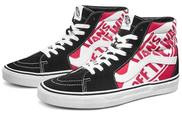 VANS Sk8-hi High Top "off The Wall" Sneakers - Black/red
