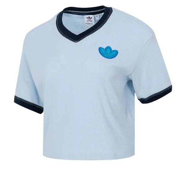 Adidas Originals V-neck Cropped T-shirt - Blue