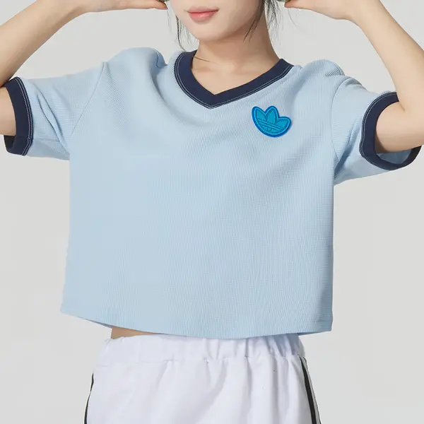 Adidas Originals V-neck Cropped T-shirt
