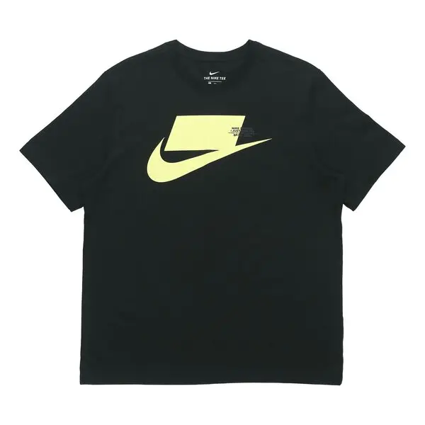 Nike Chest Large Printing Short Sleeve Black Yellow - Blackyellow