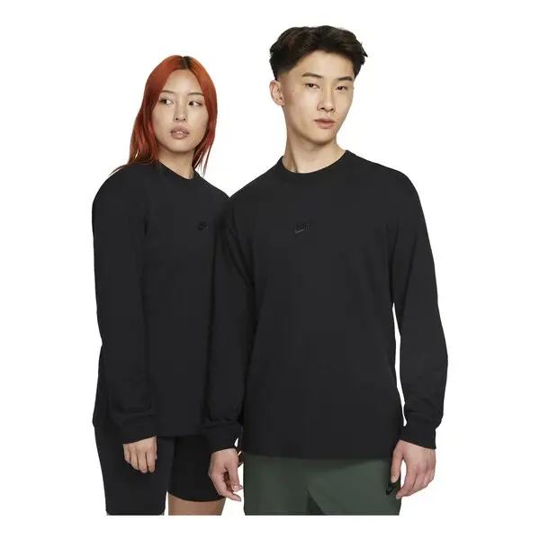 Nike Premium Essentials Solid Color Long Sleeve Pullover - Black