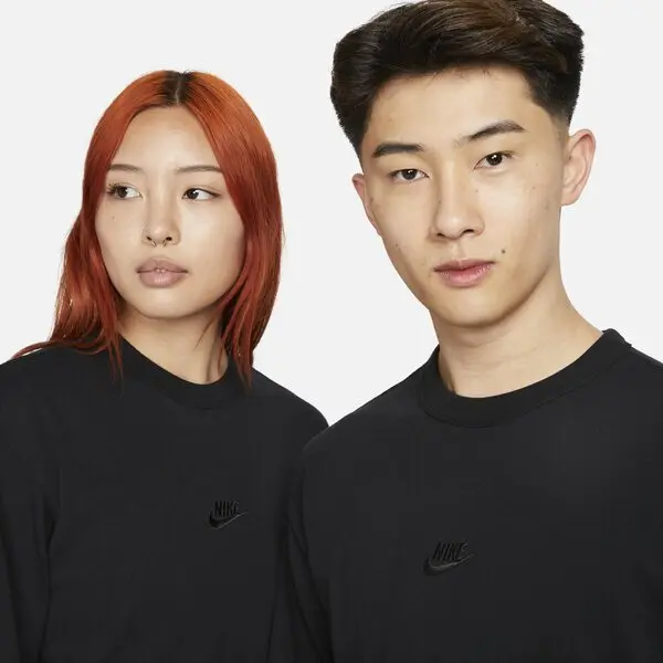 Nike Premium Essentials Solid Color Long Sleeve Pullover - Black