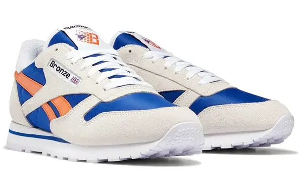 REEBOK Bronze 56k X Classic Leather Sneakers - White/blue/orange