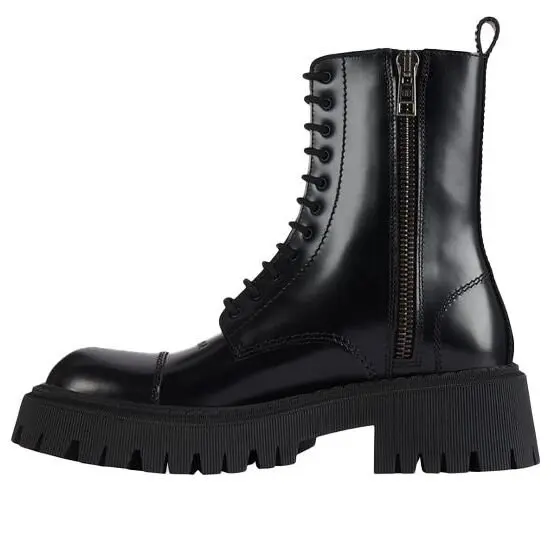 Balenciaga Small Cowhide Lace-up Martin Boots - Black