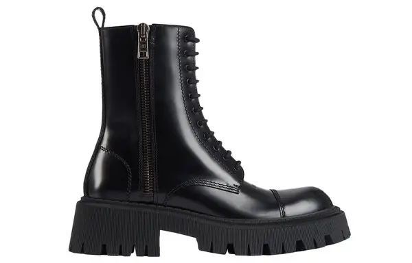 Balenciaga Small Cowhide Lace-up Martin Boots - Black