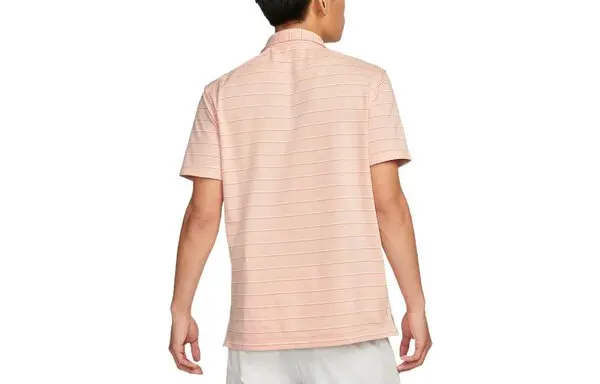 Nike Dri-fit Stripe Breathable Lapel Short Sleeve Arctic Orange Polo Shirt - Default Color