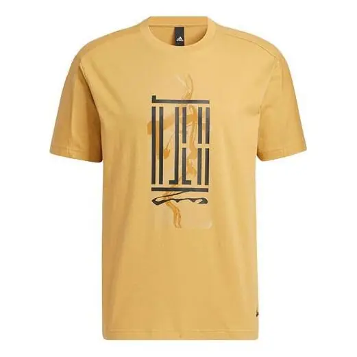 Adidas Printing Casual Sports Short Sleeve Yellow T-shirt - Default Color