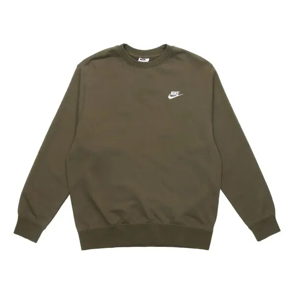 Nike Club French Terry Logo Sweatshirt 'olive Khaki - Default Color