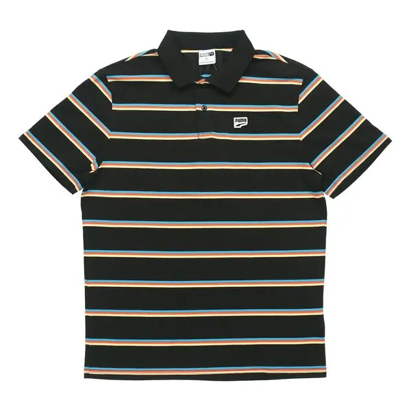 PUMA Downtown Stripe Polo Tee Shirt - Black