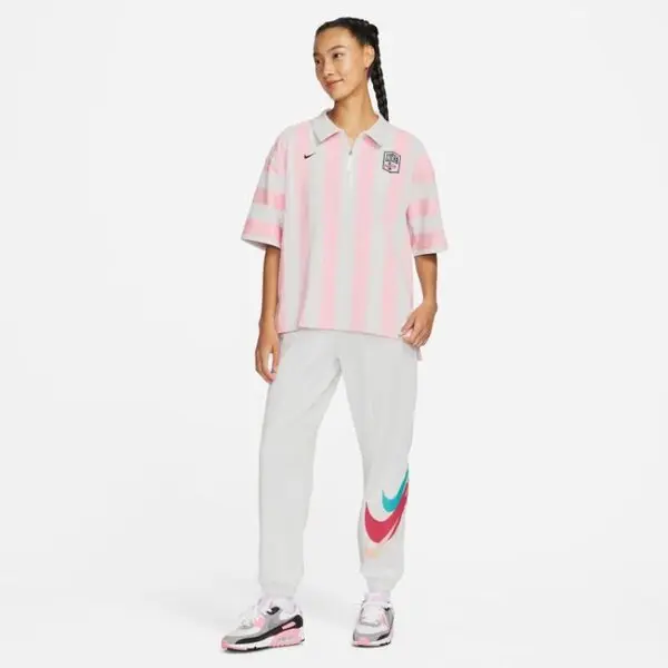 Nike Striped Short-sleeve Polo - Pink/white