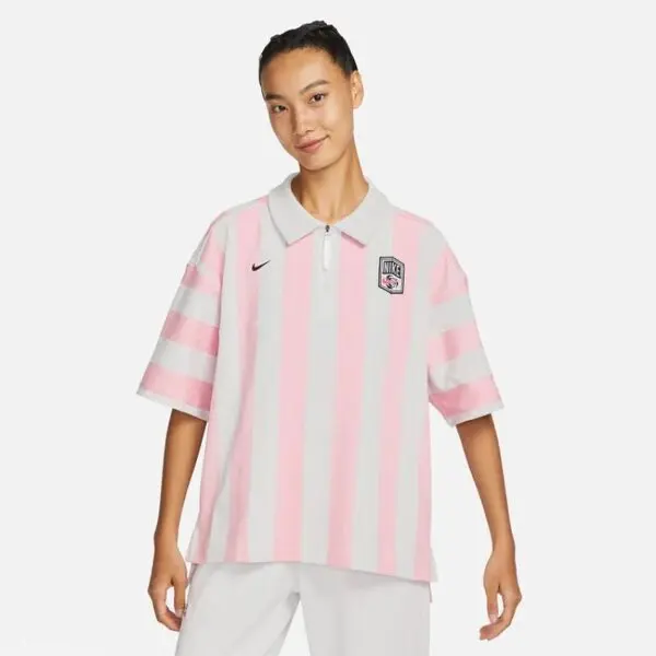 Nike Striped Short-sleeve Polo - Pink/white