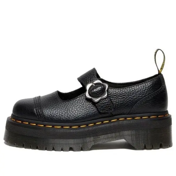 Dr. Martens Addina Flower Buckle Mary Jane Platform Shoes - Black
