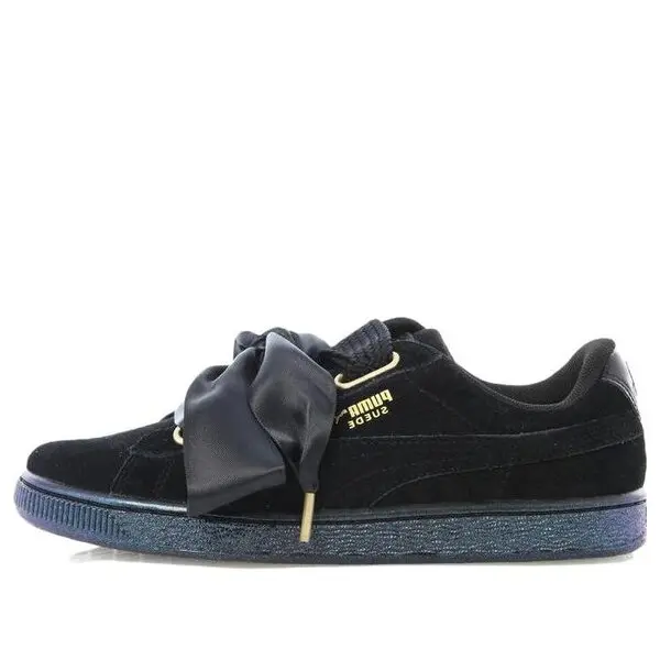 PUMA Suede Heart Satin Low Top Sneakers - Black/blue